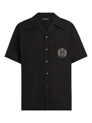 Dolce & Gabbana Hawaiian Short Sleeve Shirt In Cotton - Black