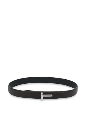 TOM FORD Hammered Leather Belt With T Buckle - Brown
