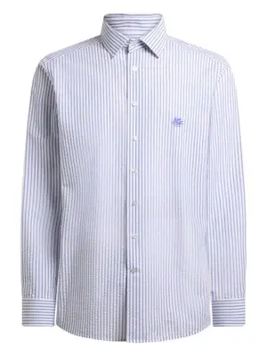 Etro Striped Cotton Seersucker Shirt - Blue