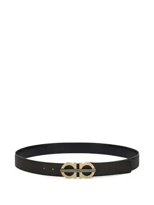 FERRAGAMO Double Gancini Leather Belt Brown