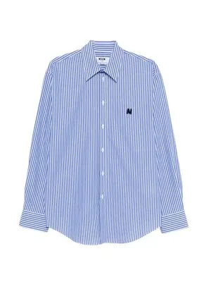 MSGM Striped Shirt With Embroidered Logo
