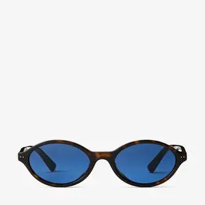 JIMMY CHOO Oval Acetate Sunglasses - Havana