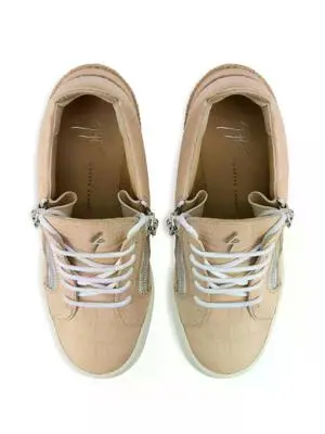 GIUSEPPE ZANOTTI Addy Crocodile-effect Wedge Sneakers - Neutrals