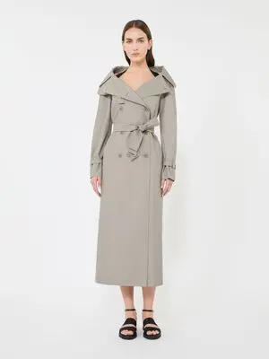 Max Mara Long Water-repellent Cotton Twill Trench Coat