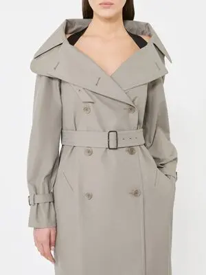 Max Mara Long Water-repellent Cotton Twill Trench Coat