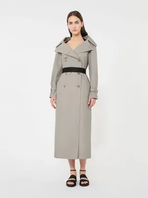 Max Mara Long Water-repellent Cotton Twill Trench Coat