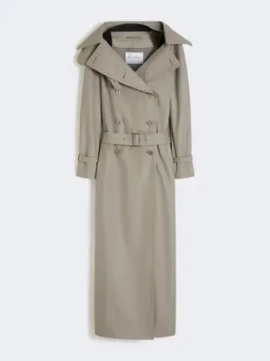 Max Mara Long Water-repellent Cotton Twill Trench Coat