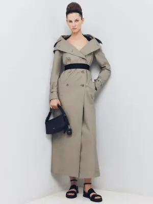 Max Mara Long Water-repellent Cotton Twill Trench Coat