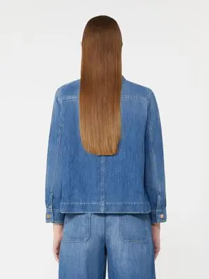 Max Mara Cotton And Linen Denim Jacket - Navy