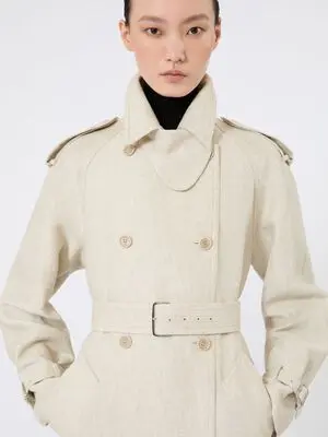 Max Mara Pure Linen Drill Duster Coat - Sand