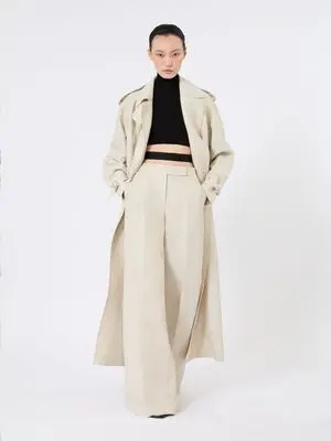 Max Mara Pure Linen Drill Duster Coat - Sand