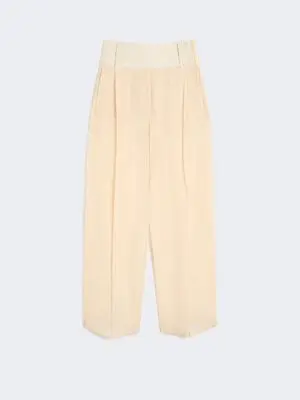 Max Mara Wide-leg Cotton Voile Trousers - Ecru