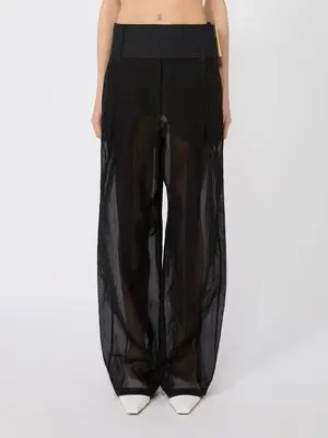 Max Mara Wide-fit Trousers In Cotton Voile - Black