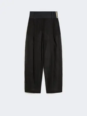 Max Mara Wide-fit Trousers In Cotton Voile - Black