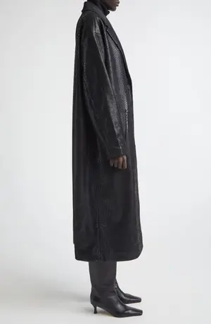 STAND STUDIO Oceana Reptile Embossed Faux Leather Overcoat