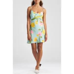 Natori Solene Floral Satin Charmeuse Chemise - Blue Multi