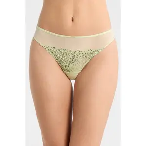Chantelle Legend Embroidered Tulle Thong - Wild Pistachio