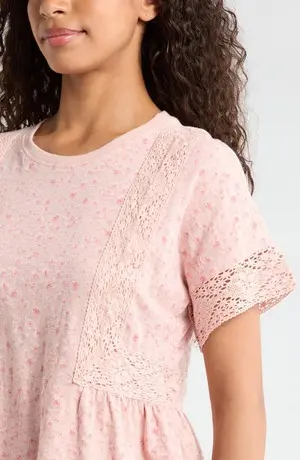Lucky Brand Lace Trim Peplum T-shirt