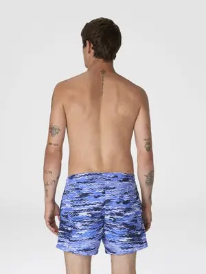 UM Mid-length Swim Shorts With Wave Print