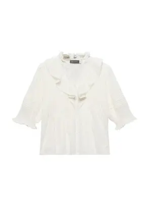 Mint Velvet Cotton Ruffle Blouse - Ivory