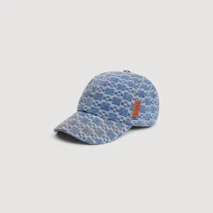 Sandro Denim Cap With Cross Pattern - Blue