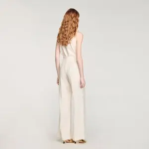 Sandro Buttoned-slit Straight-leg Trousers - Ecru