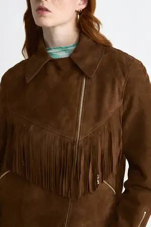 FURNIQ UK Lara Fringe Suede Jacket