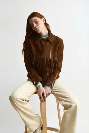 FURNIQ UK Lara Fringe Suede Jacket
