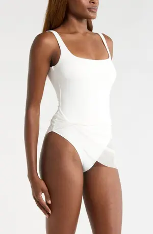 HUTCH Mesh Overlay One-piece Swimsuit - White Solid