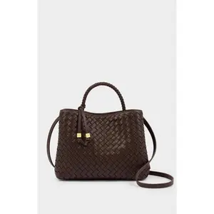 KATIE LOXTON Nova Woven Texture Top Handle Bag - Chocolate
