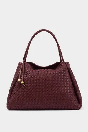 KATIE LOXTON Nova Large Woven Shoulder Bag - Cherry
