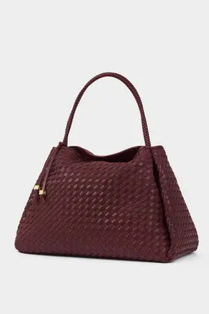 KATIE LOXTON Nova Large Woven Shoulder Bag - Cherry