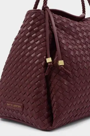 KATIE LOXTON Nova Large Woven Shoulder Bag - Cherry