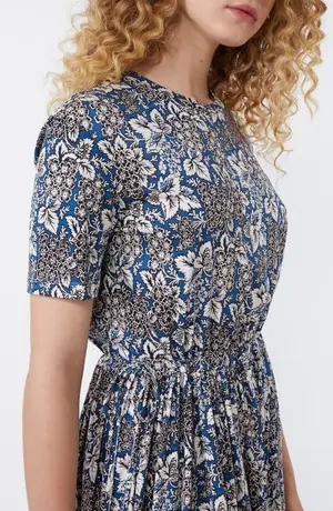 Max Mara Fascino Floral Print Midi Dress - Light Blue