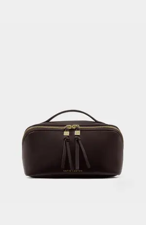 KATIE LOXTON Soho Medium Makeup Bag - Bitter Chocolate