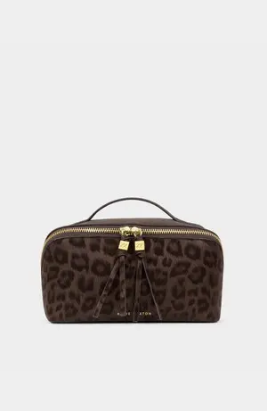 KATIE LOXTON Soho Medium Makeup Bag - Chocolate Leopard