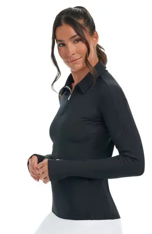 BLOQUV Quarter Zip Polo Shirt Upf 50 - Black