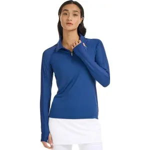 BLOQUV Long Sleeve Quarter Zip Polo - Navy