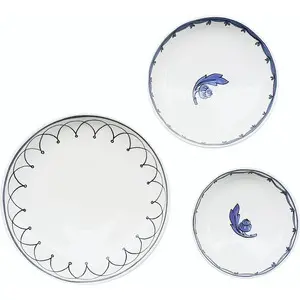 TWIG NEW YORK Heritage Blue Bird Assorted Set Of 3 Canape Dishes - Multi