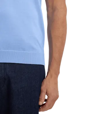 PAUL FREDRICK Supima Cotton Three Button Polo - Blue