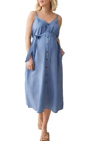 Ingrid & Isabel® Ingrid & Isabel Button Front Maternity Midi Dress - Chambray