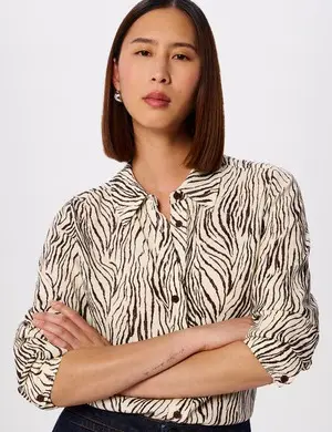Whistles Zebra Button Through Shirt - Brown/multi