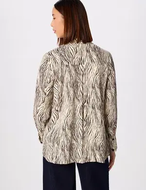 Whistles Zebra Button Through Shirt - Brown/multi