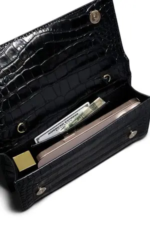 Alexis Bittar Croc Embossed Leather Bag With Lion Heads - Black