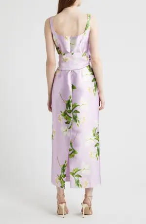 Julia Jordan Floral Print Bow-detailed Midi Dress