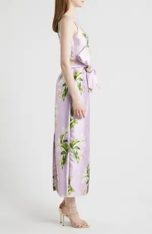 Julia Jordan Floral Print Bow-detailed Midi Dress