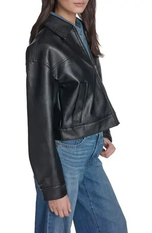 LEVI'S Faux Leather Bomber Jacket - Black