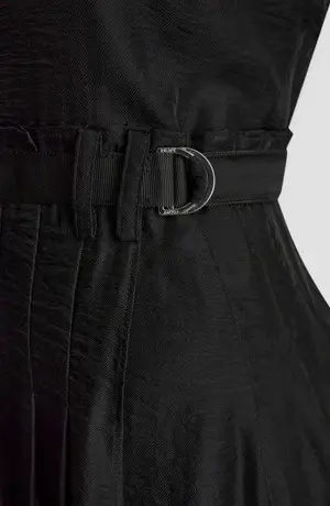 Dkny Belted Pleated Midi Dress - Navy
