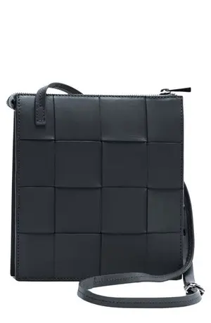 Écotorie Polly Woven Leather Crossbody Bag Black