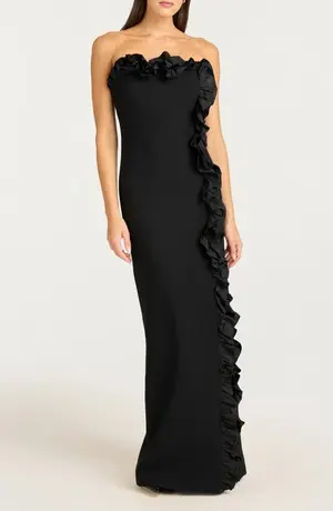 Cinq À Sept Kassia Ruffle Detail Strapless Gown